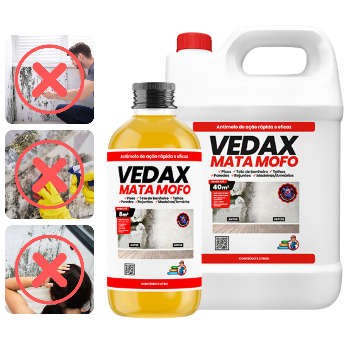 Mata Mofo Bolor Concentrado Parede Teto Não Volta 5lt Vedax - Favita ...