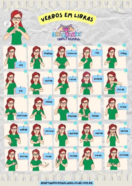 CARTAZ AMPLIADO VERBOS EM LIBRAS - adaptandocomnelinha