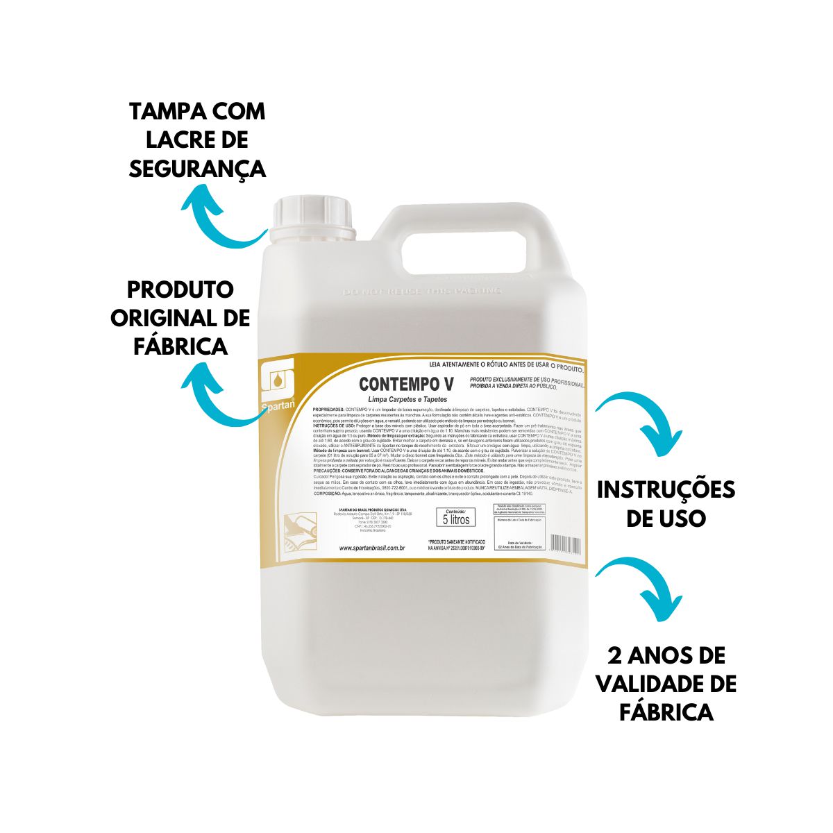 Contempo V - Limpador Neutro de Carpetes - 5 Litros - Spartan - Limpeja ...