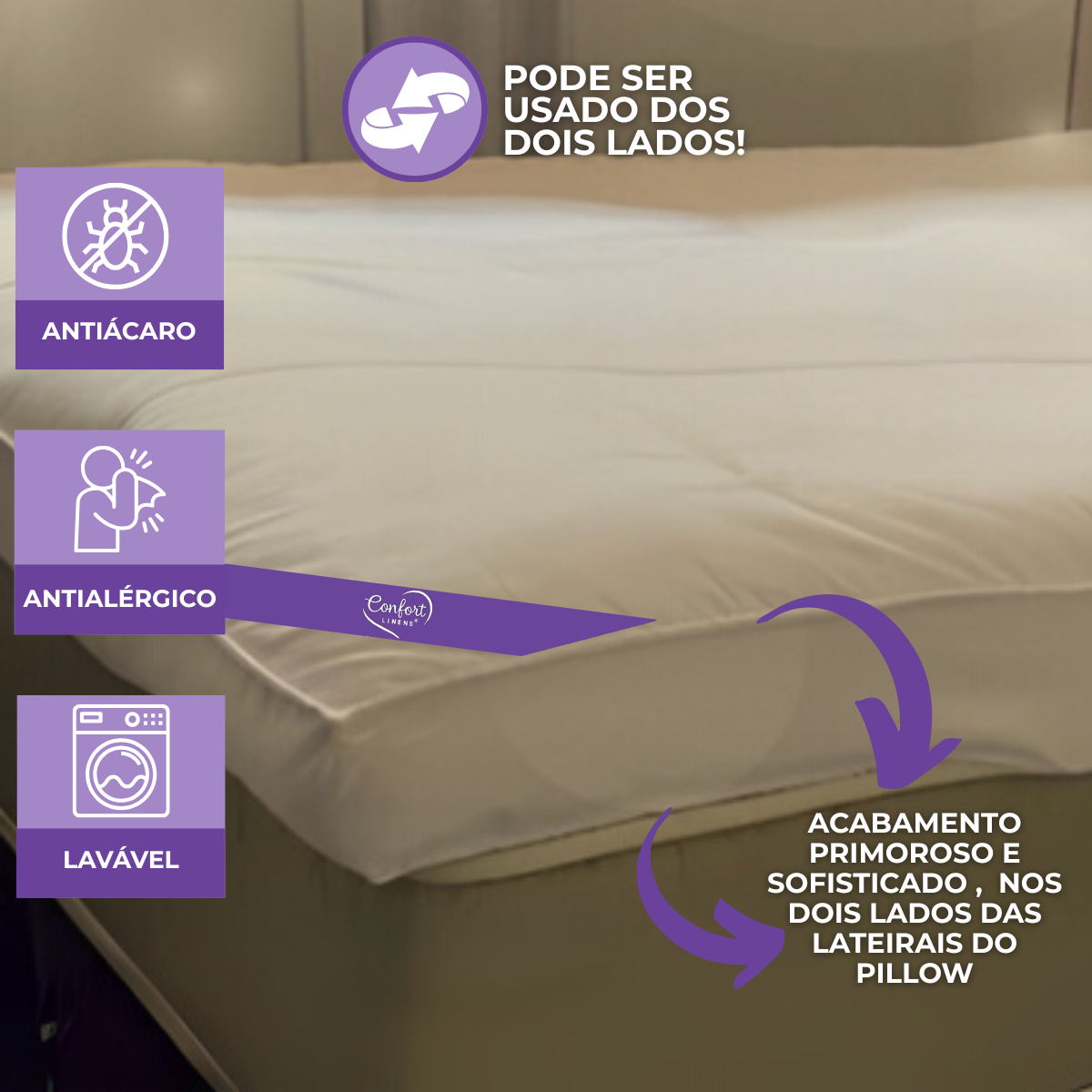 Pillow Top Solteirão Premium Confort Plus Lavável Branco 100x200x10 ...