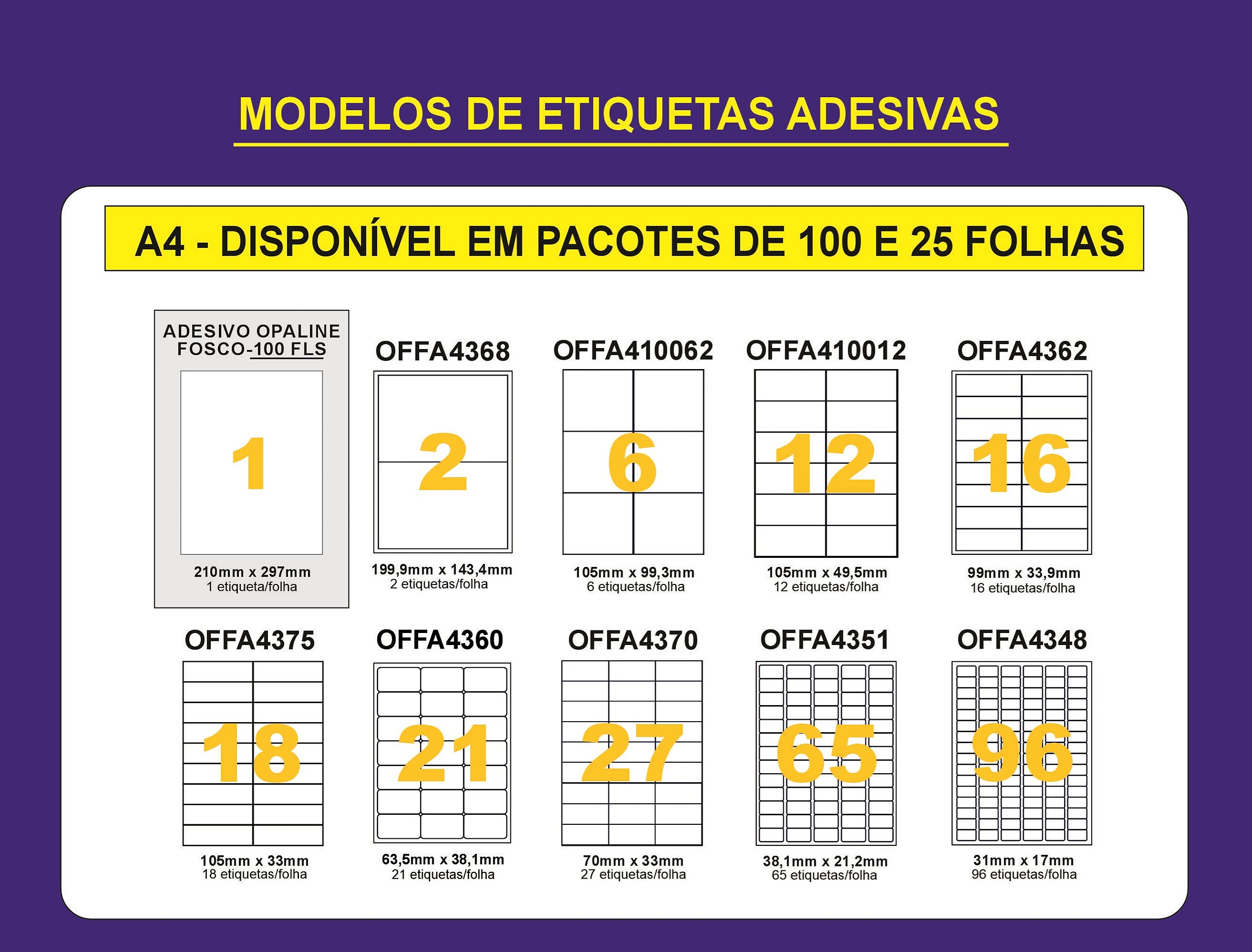Etiqueta Adesiva A4 OFF PAPER - 25 FLS - LaBellaju