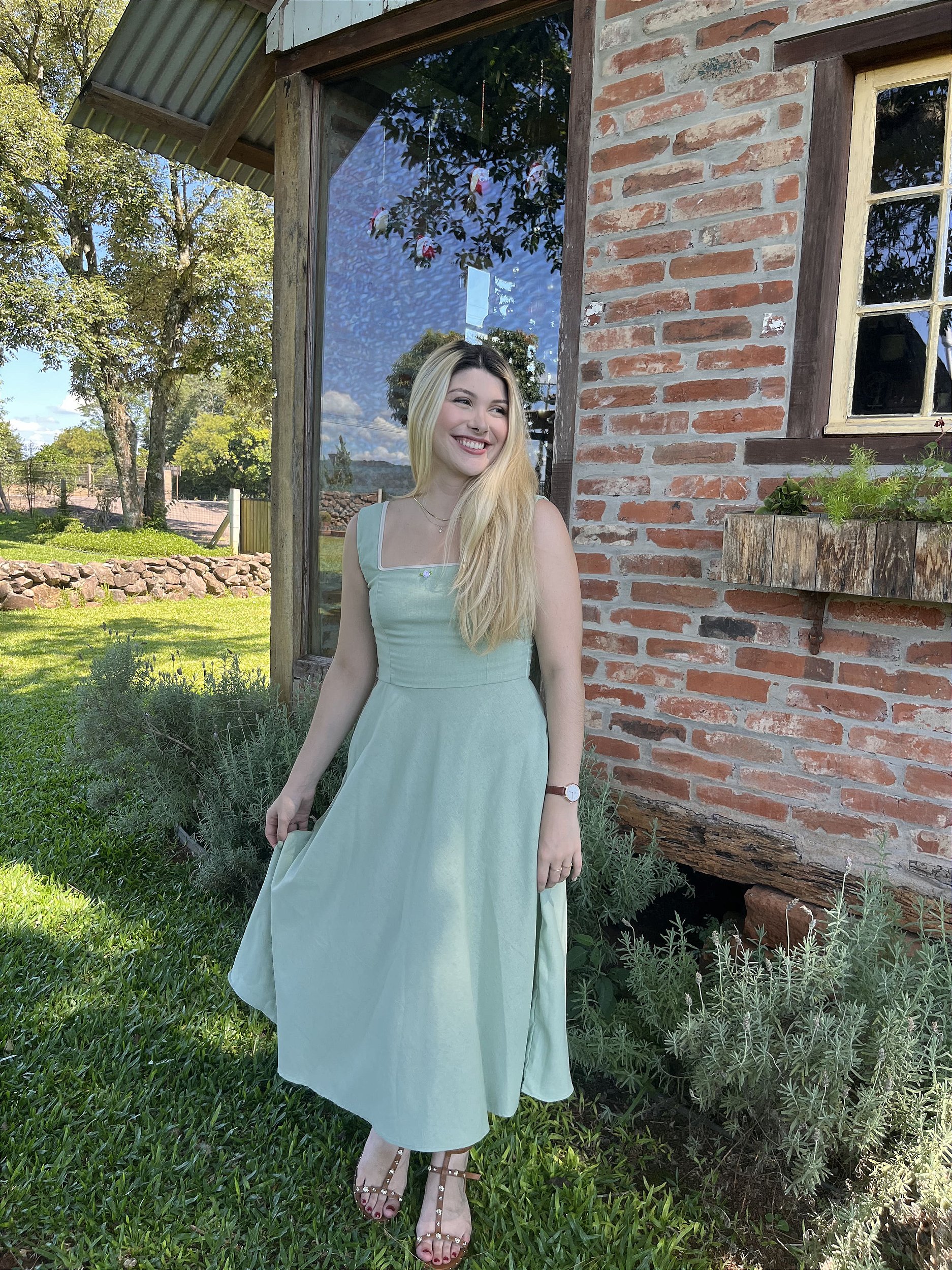 Vestido Celine Verde Chá - Pèrla Classics