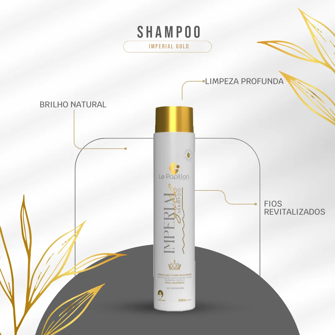 Shampoo Imperial Gold 500ml Le Papillon - Hidratação e Brilho - LE PAPILLON
