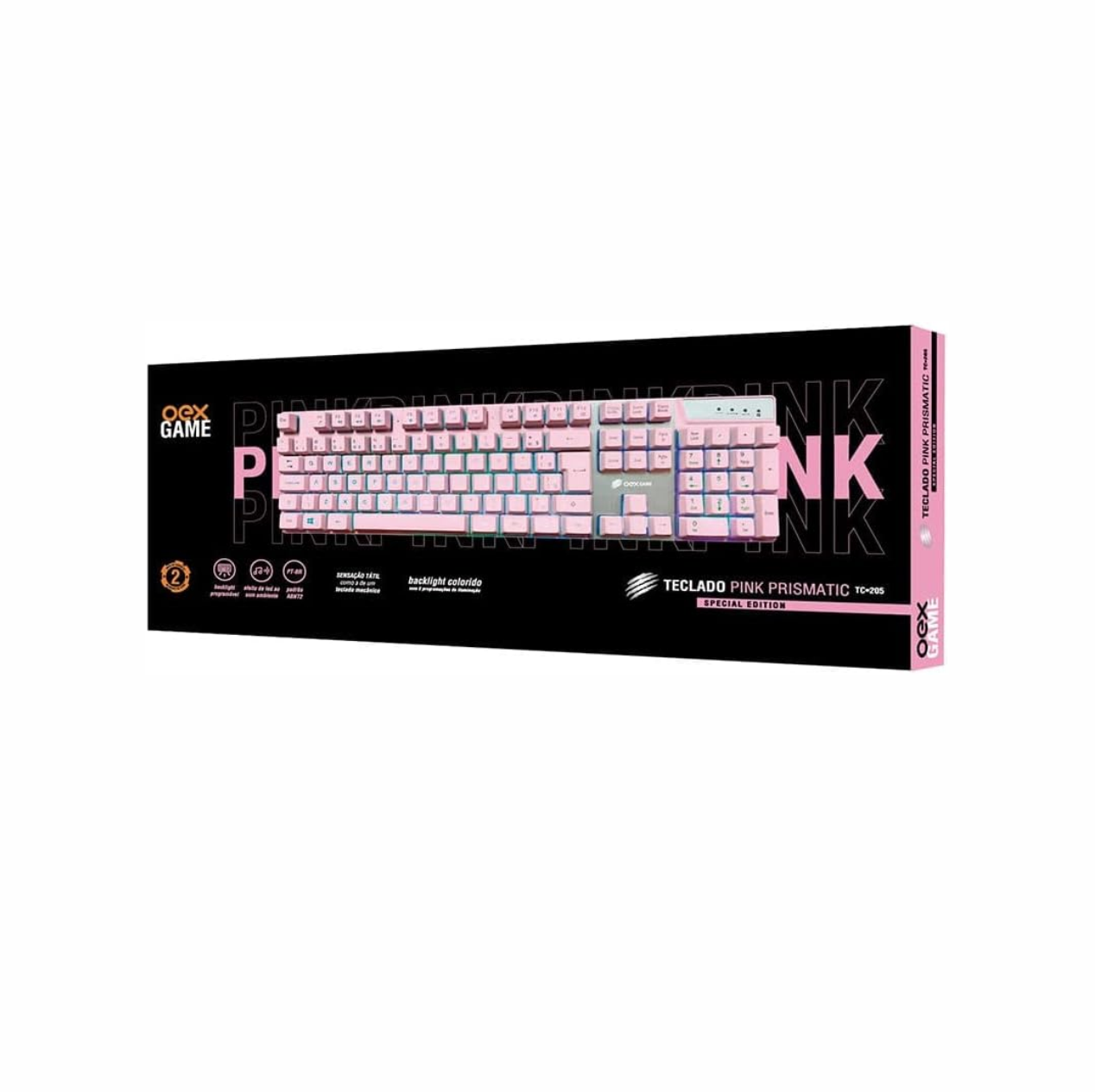 Teclado Gamer Rosa OEX Prismatic LED (6 Cores) - TC205 - Monte Olympus ...