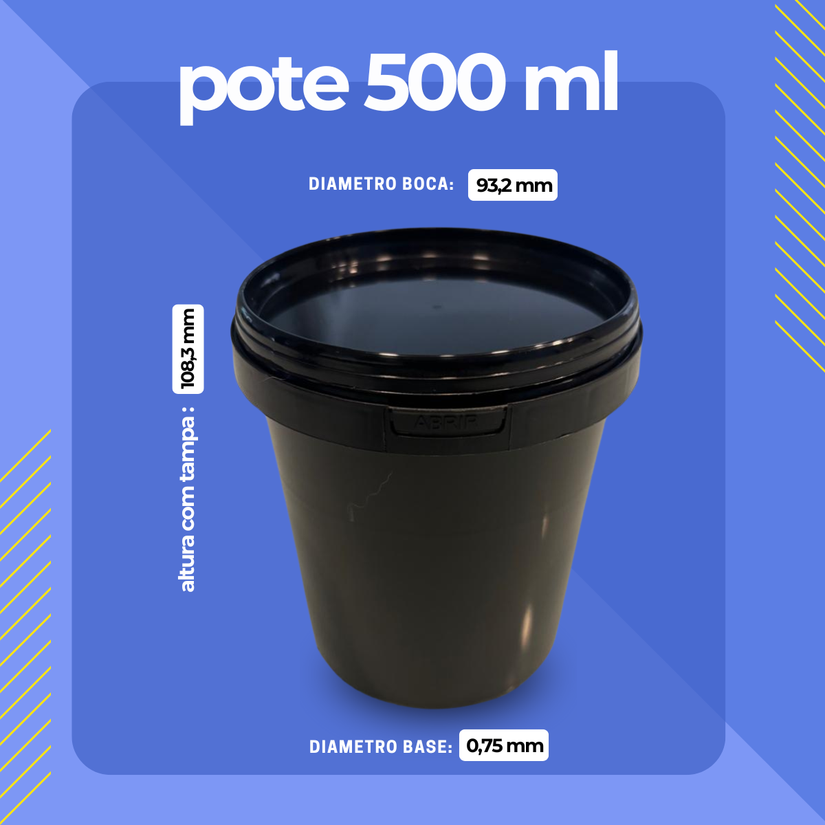 Pote Plastico com Tampa Lacre 500ml Preto para Armazenar Alimento ...