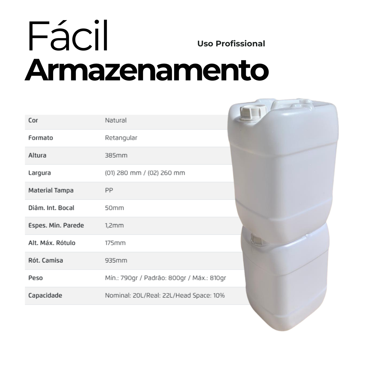 Bombona Natural Translucida de 20L com Tampa Lacre Rosca Nastripack - Nastripack Embalagens