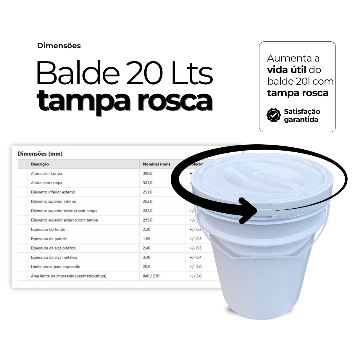 Balde com Tampa de Rosca para Armazenar Alimentos r Produtos Diversos ...