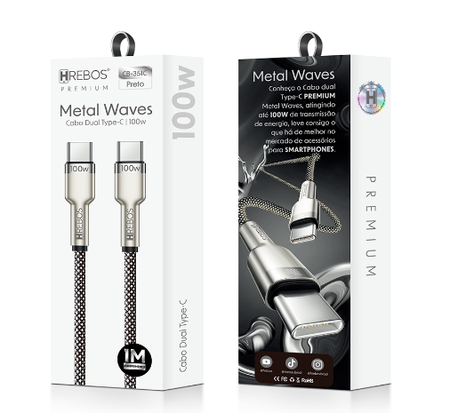 Cabo Tpc X Tpc 1m 100w Hrebos Cb351c - Distribuidora Nanuque