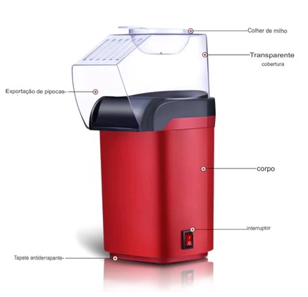 Mini Pipoqueira Saudável 127v 1200w Bak Bkppc02110 - Distribuidora Nanuque