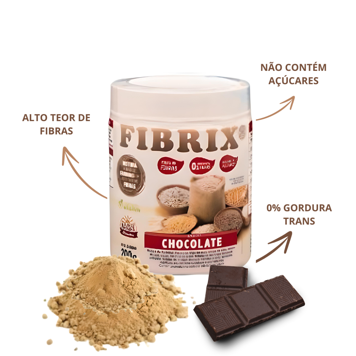 Fibrix Regulador Intestinal 200g - Chocolate - Porto Natural Alimentos ...