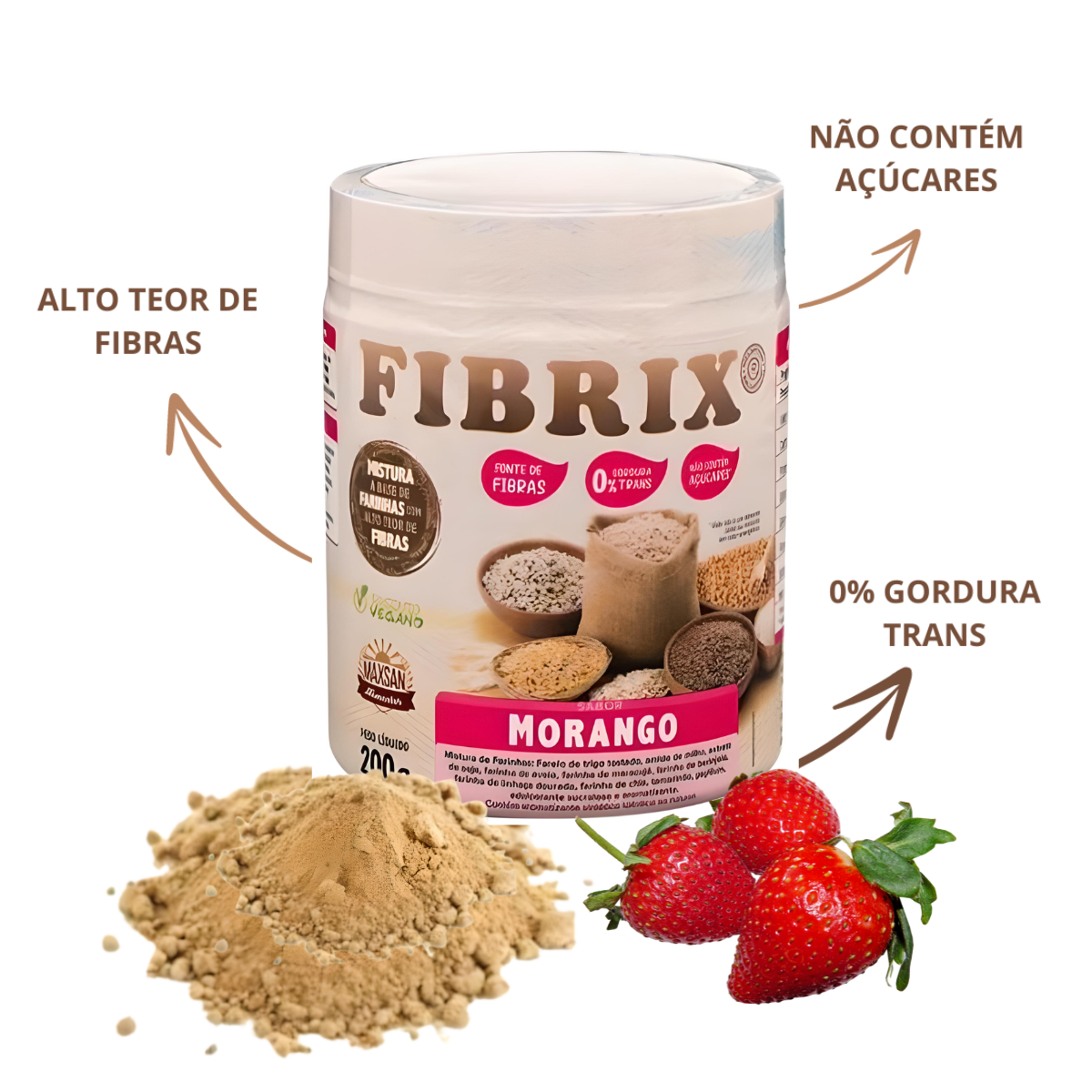 Fibrix Regulador Intestinal Vegano 200G - Sabor Morango - Maxsan ...