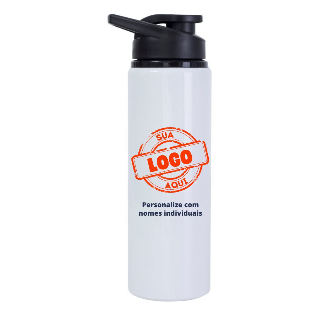 Squeeze em Alumínio de 750ml Personalizado - Cor Branca - S & R Personalizados
