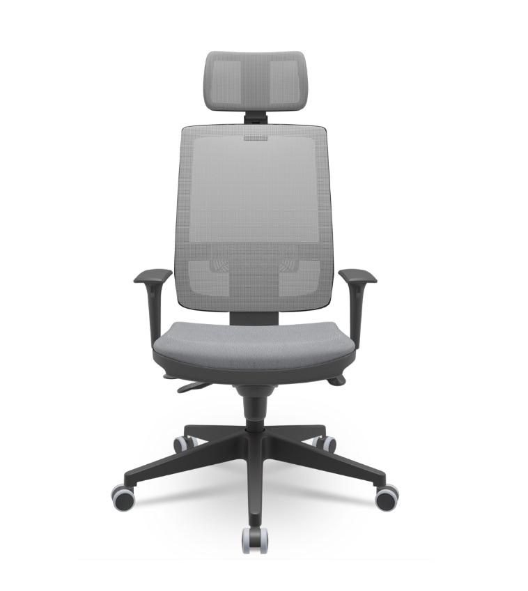 Cadeira Presidente Brizza Plaxmetal Tela Cinza Base Slider Piramidal - Nova Escritorios ...