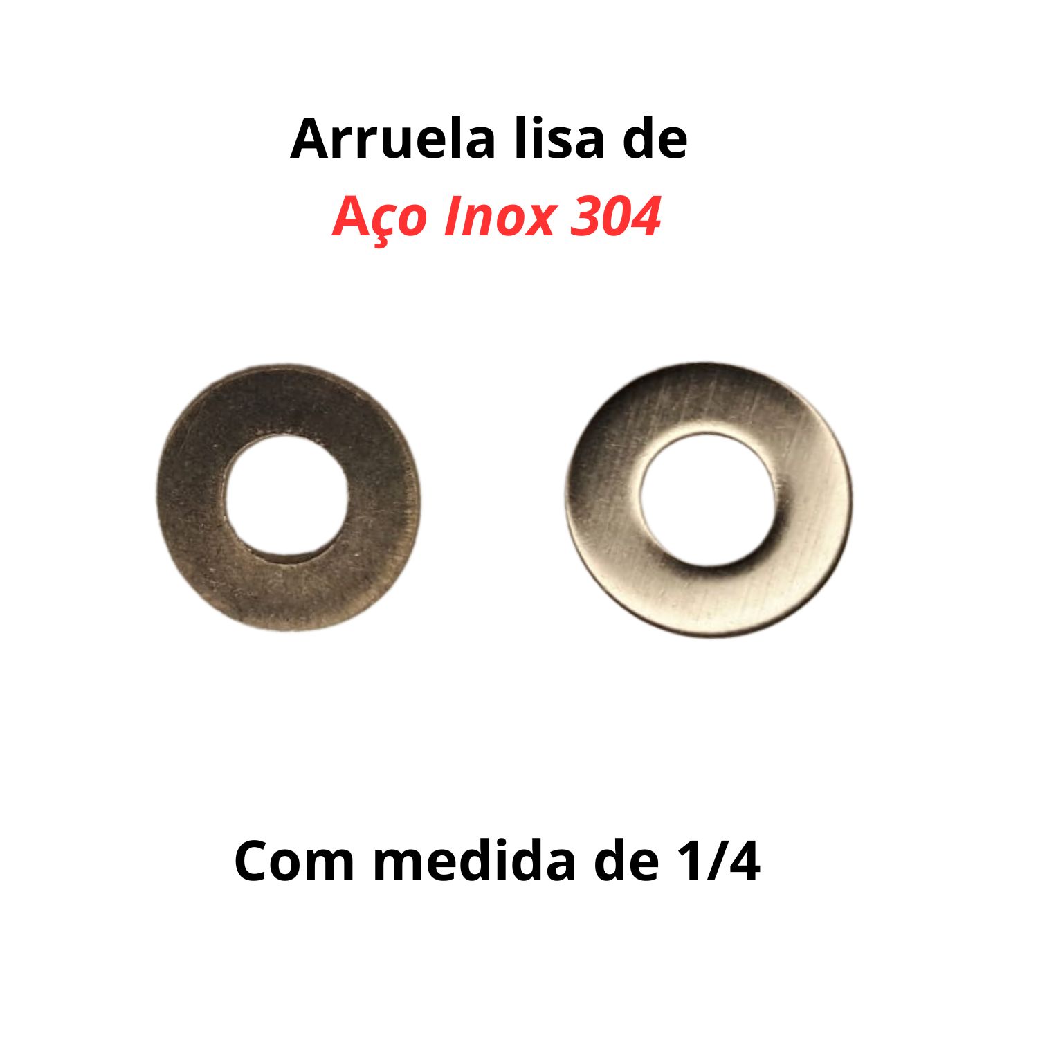 Arruela lisa de 1/4 de aço inox 304 passivado com 100 peças - sabra ...
