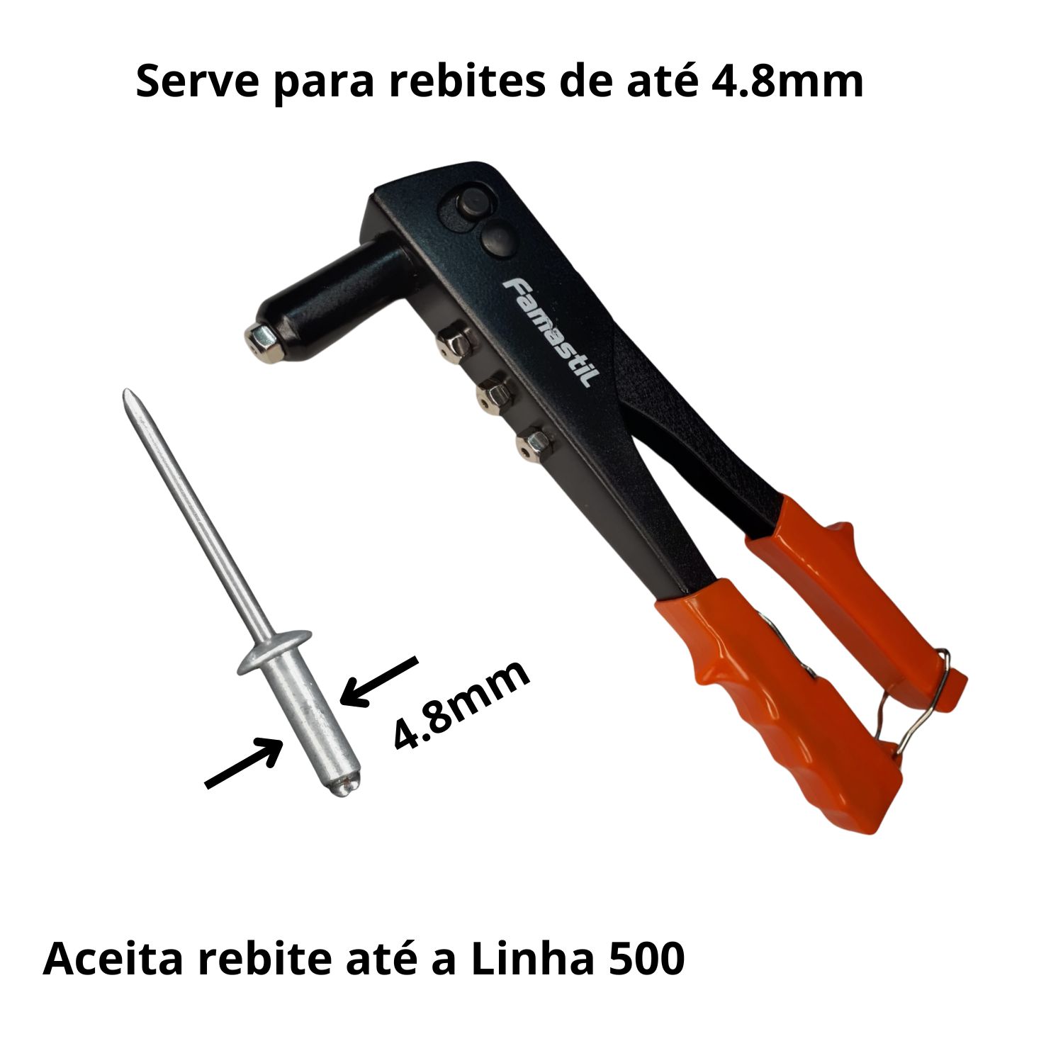 alicate rebitador rebitadeira Famastil 4 bicos de até 4.8mm - sabra ...