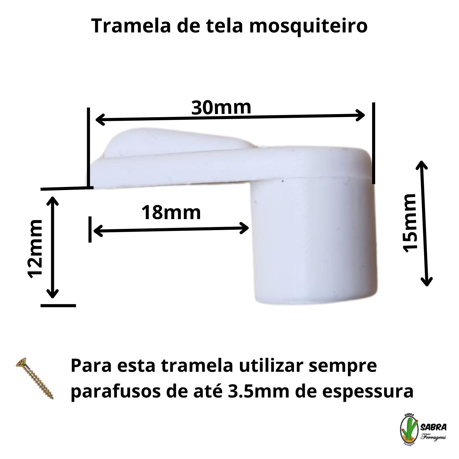 Tramela tela mosquiteiro trava removível branca kit 12 pçs - sabra ...