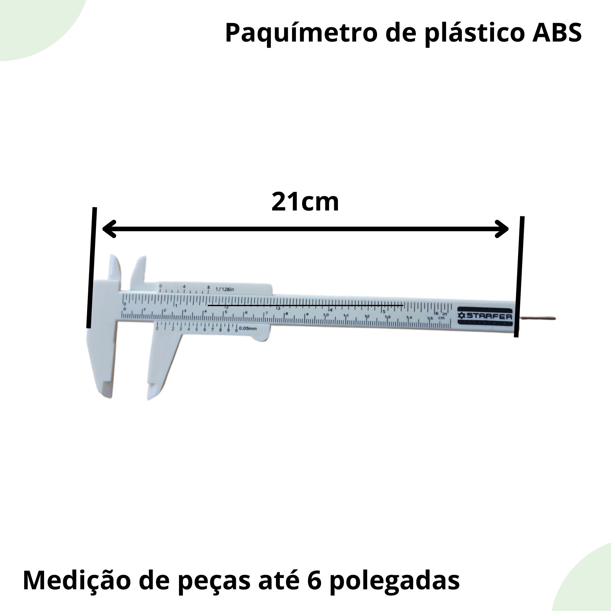Paquímetro plástico régua medição exata de peças e partes 150mm - sabra ...