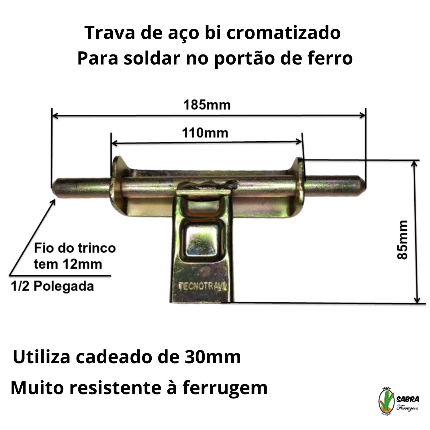 trava com ferrolho de aco para porta ou portao com porta cadeado ...
