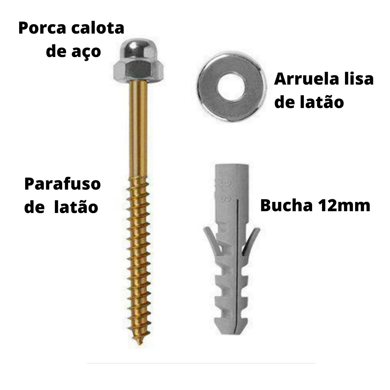 parafuso de latao para louca sanitaria tanque vaso pia com bucha 12mm ...