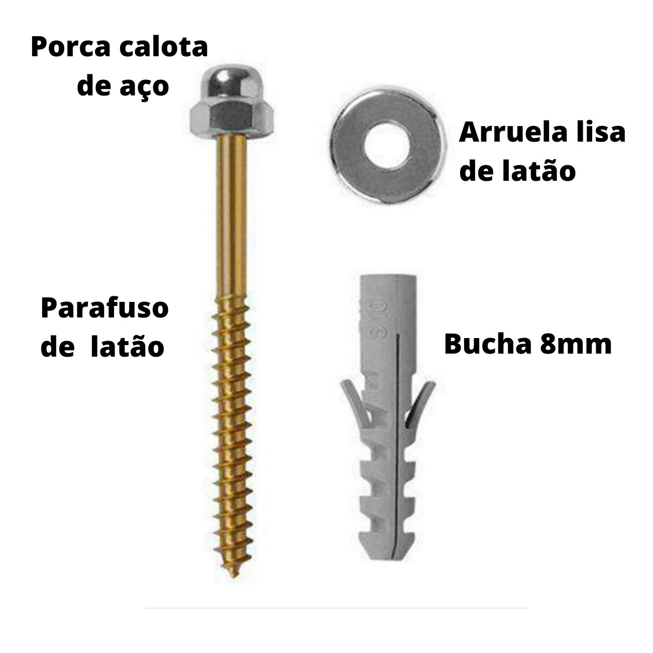 parafuso de latao para pias e lavatorios com bucha 8mm nao enferruja ...