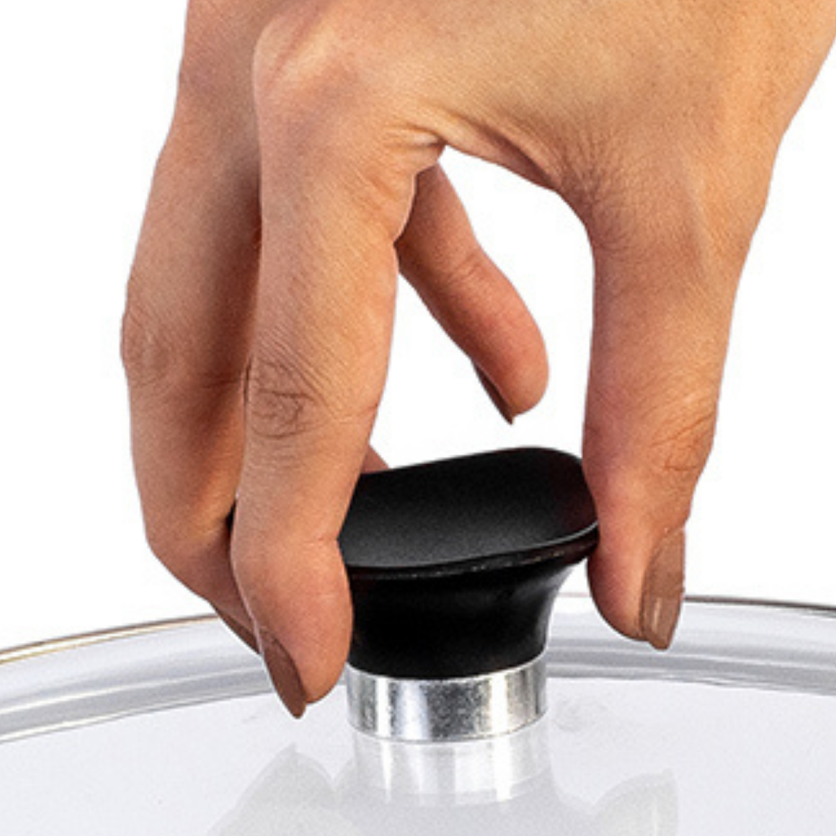 Pomel Puxador Em Baquelite Com Detalhe Metálico - Montre