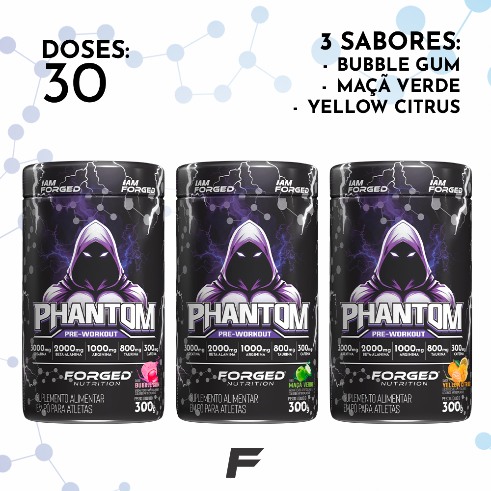 Phantom Pre-Workout 300g CAfeína Taurina Arginina Beta-Alanina - Forged ...