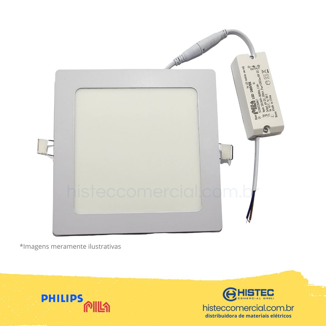 LUMINÁRIA PILA LED DL052 EMBUTIR QUADRADA 12W 6K 900l BIV - Histec ...