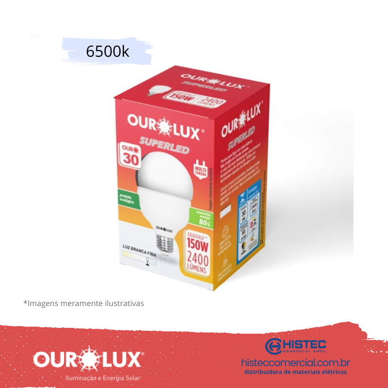 LÂMPADA SUPERLED BULBO T ALTA POTÊNCIA OUROLUX 30W E27 BIVOLT 6500K 2 - Histec Comercial ...