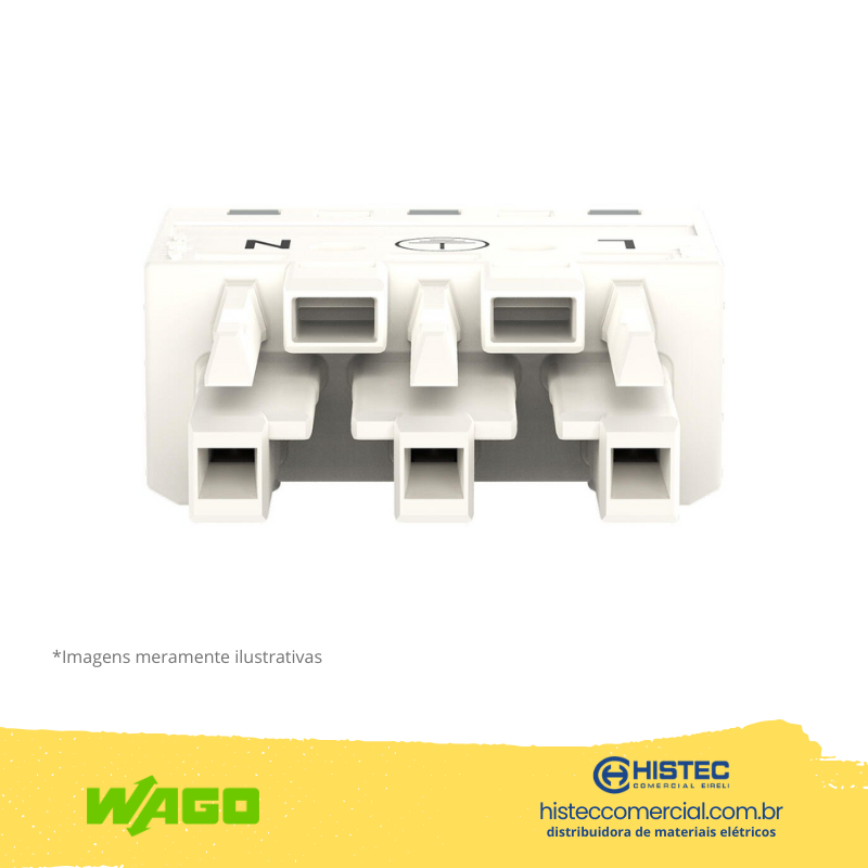PLUG WINSTA WAGO FEMEA 770-223 3 PÓLOS 25A F-0,5~4/R-0,5~2,5 - Histec Comercial Materiais Elétricos