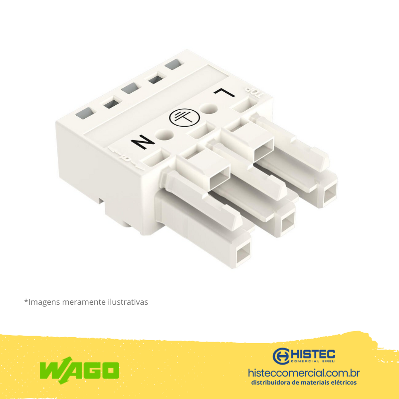 PLUG WINSTA WAGO FEMEA 770-223 3 PÓLOS 25A F-0,5~4/R-0,5~2,5 - Histec Comercial Materiais Elétricos