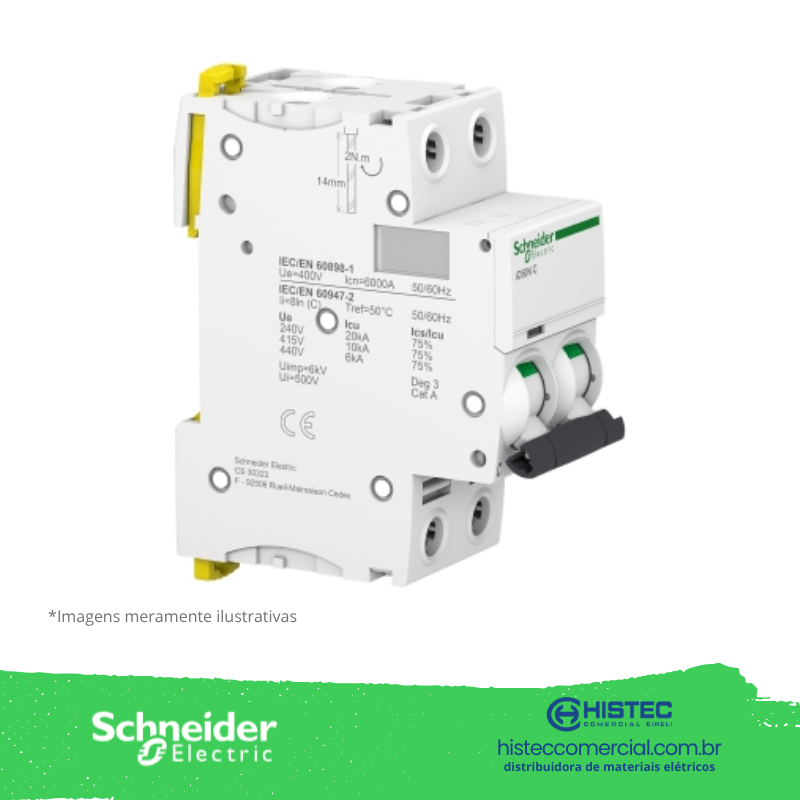 DISJUNTOR ACTI9 IC60N 2 POLOS 10A CURVA C 20KA 220V A9F74210 SCHNEIDER - Histec Comercial ...