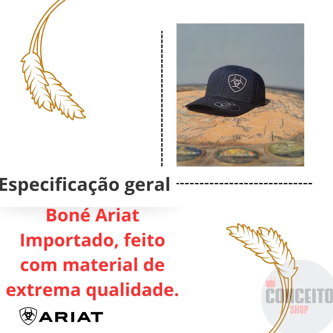 BONE ARIAT IMPORT. PTO LOGO GRAFITE - Conceito Shop Online