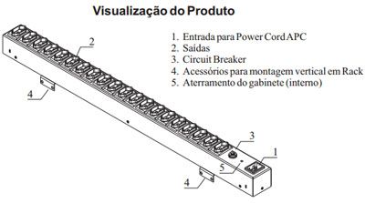 AP0001-BR - RACK PDU APC 115V/220V 16A Basic Rack Entrada IEC C20 ...