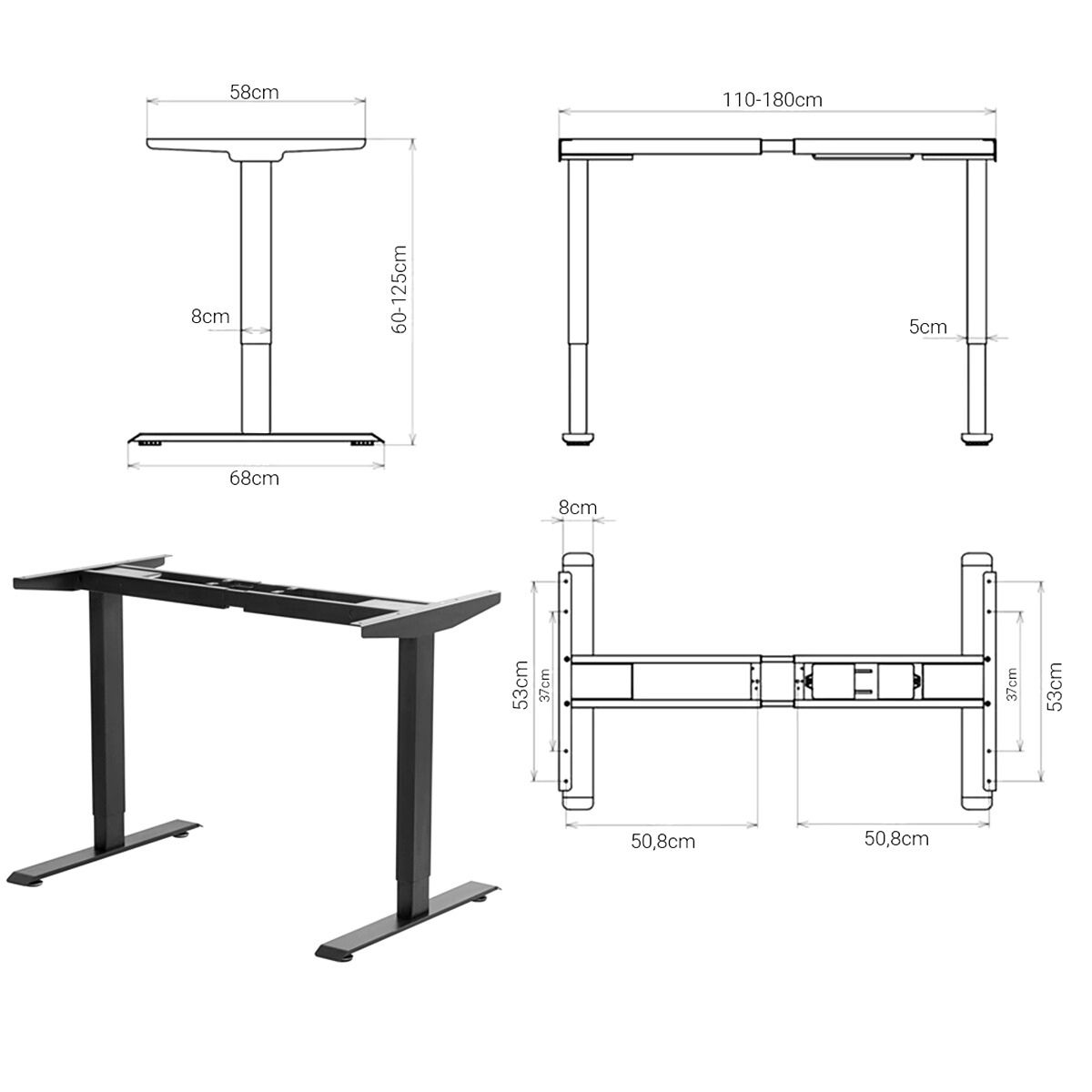 Mesa Elétrica Com Regulagem de Altura Automática 02 Motores Madeiras ...