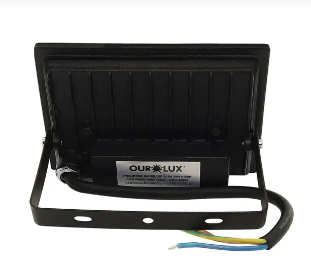 REFLETOR LED SLIM 30W BIV PRETO 6500K OUROLUX - Loja Eletrica Lima Materiais Eletricos