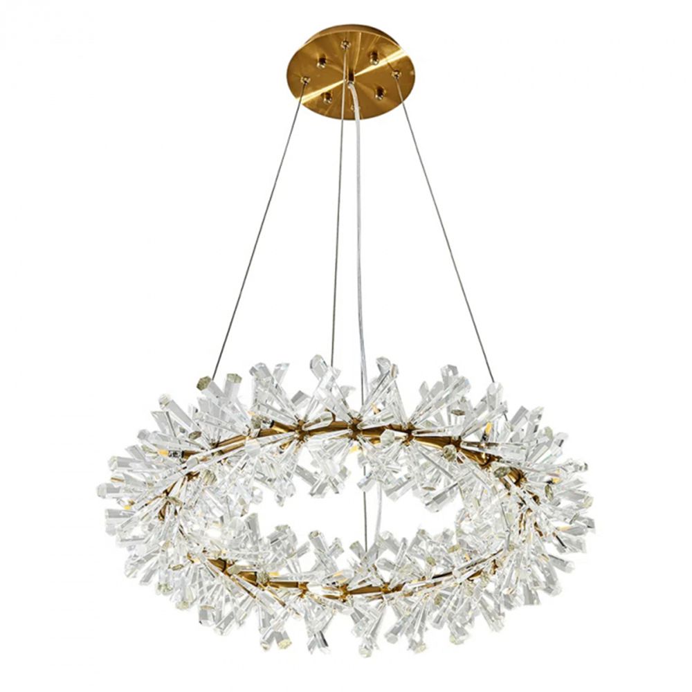 Lustre Flora 80x18cm Metal e Cristal Bella Iluminaçao DY001L ...