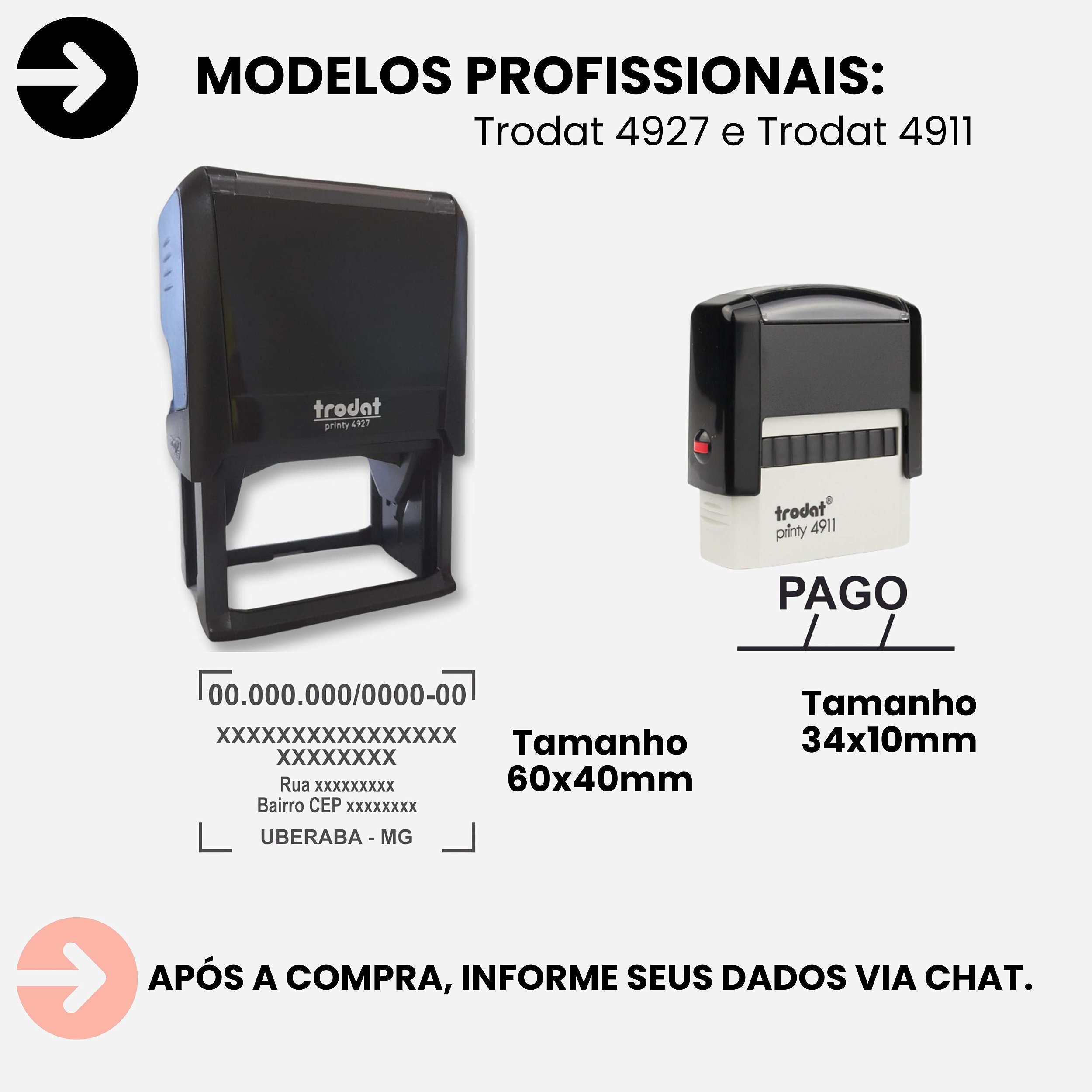 Kit 2 Carimbos CNPJ Carimbo Pago Profissional Empresa Escola - Tectoner