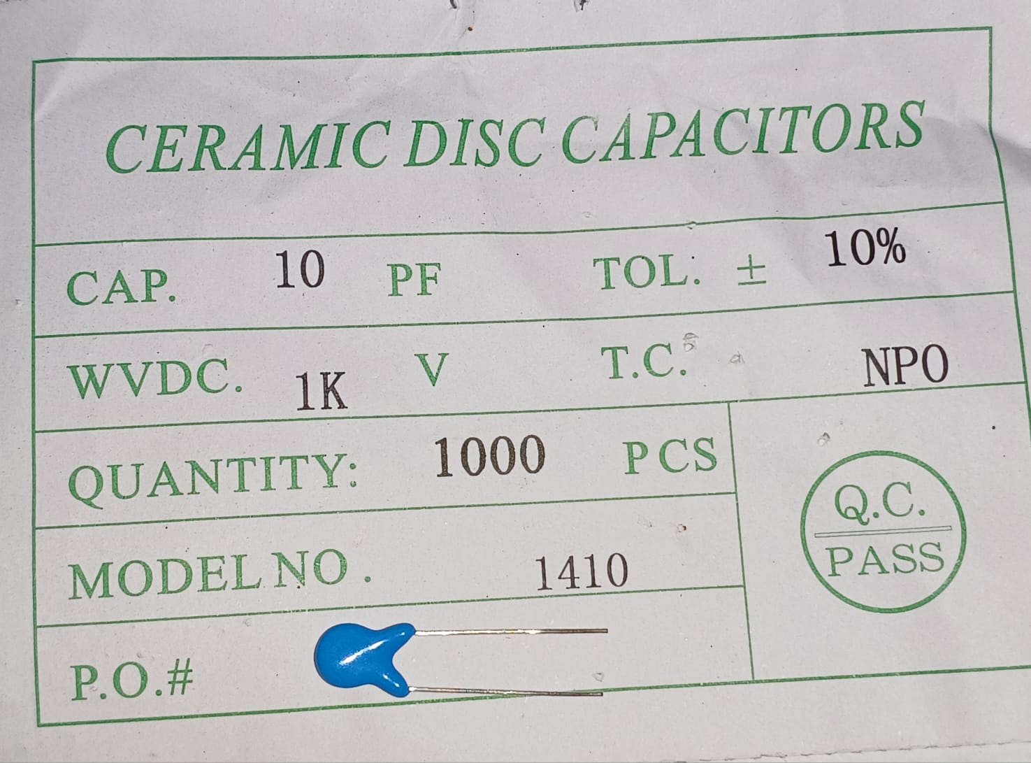 Capacitor Cerâmico 10PF/1KV NP0 10% - Power Circuit - Componentes ...