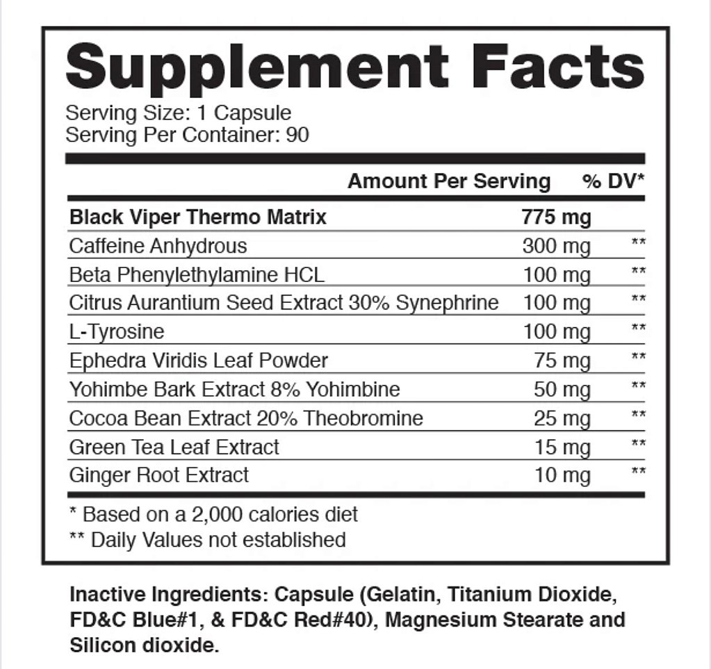 Black viper 90 capsulas - Dragon Pharma - BM VITAMINAS