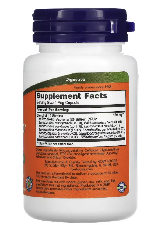 PROBIOTIC-10 25 BILION 50 CÁPSULAS - NOW FOODS - BM VITAMINAS