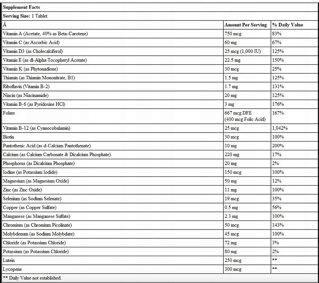 SENTRY SENIOR MULTIVITAMINICO CENTRUM SILVER 265 TABLETS - 21ST CENTURY ...