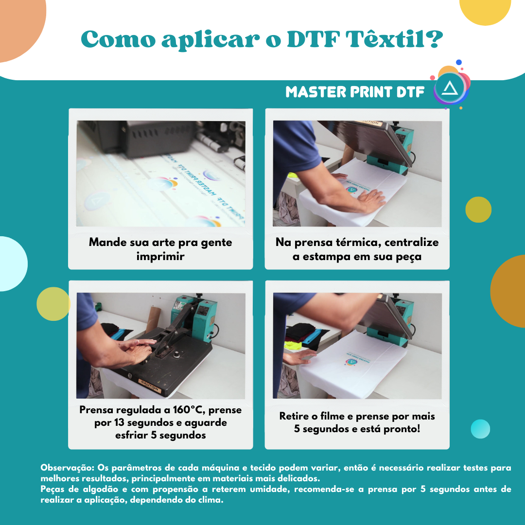 Impressão DTF A4 - Com Sua Arte - QUALQUER TECIDO - Master Print DTF
