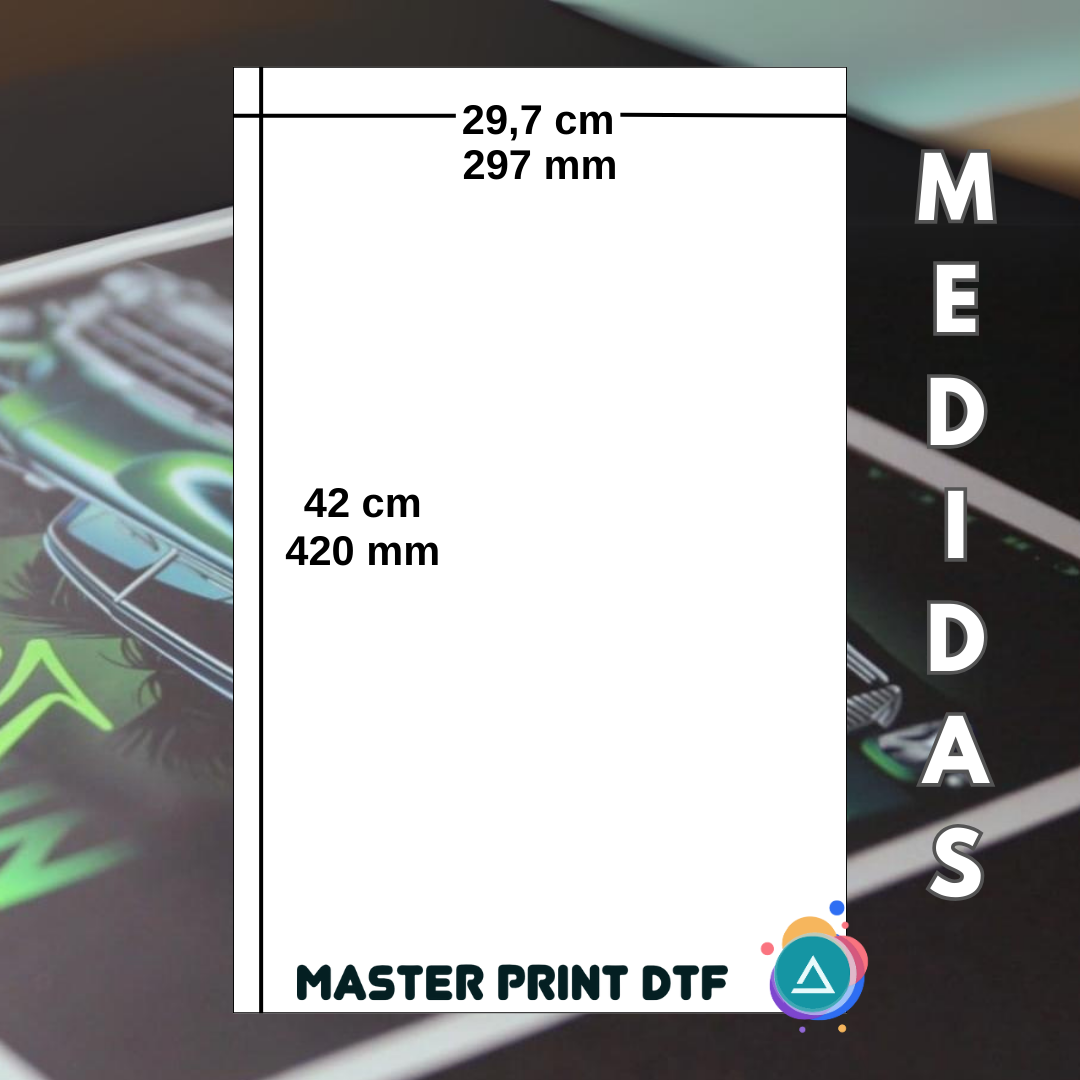 Impressão DTF 29 x 42 cm (A3) Com Sua Arte - QUALQUER TECIDO - Master Print DTF