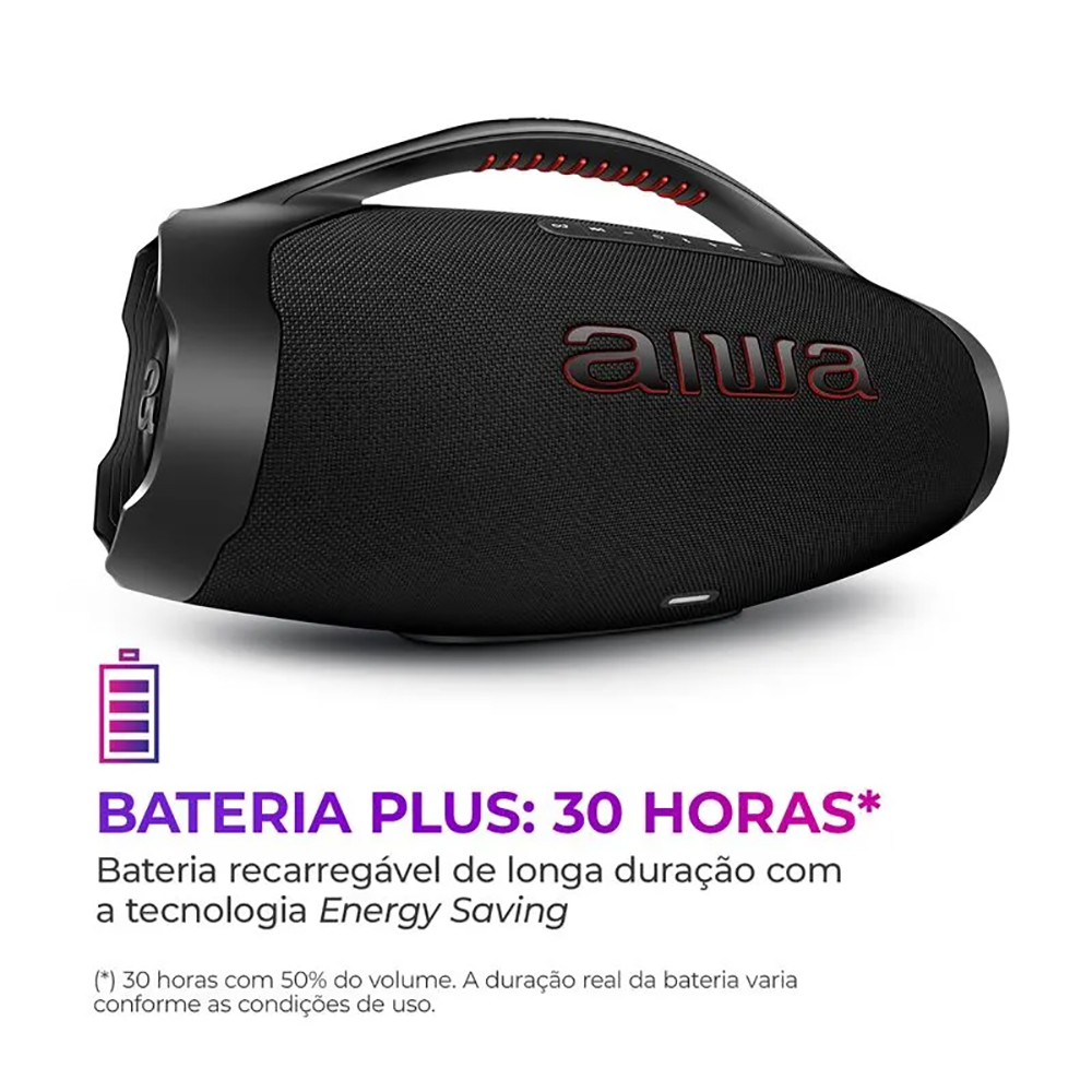 Caixa De Som Boombox Plus Aiwa Bluetooth Ip66 Aws-Bbs-01b - REP STORE