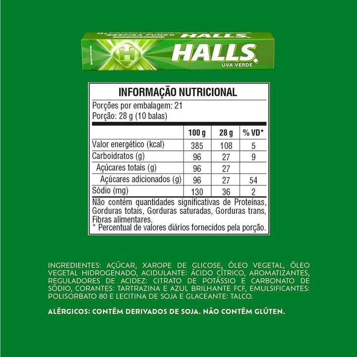 Bala Halls sabor Uva Verde - Display com 21 unidades de 28G - Loja de ...