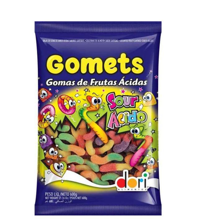 Gomas de Frutas Gomets Minhocas Cítricas - Pacote 600G - Loja de festa ...