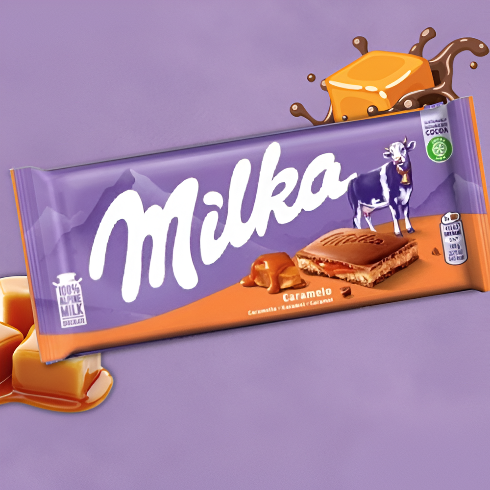 Chocolate Milka Recheado Caramel 100G - Loja de festa Cabral e Sousa