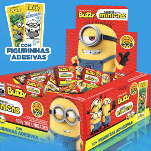 Chiclete Buzzy Minions Tutti Frutti 400G - Loja de festa Cabral e Sousa