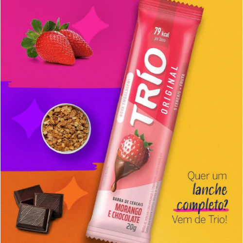Trio Barra Morango/Chocolate - 20G - Loja de festa Cabral e Sousa