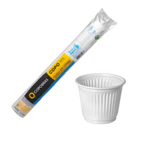 Copo Descartável Copobras Branco 50ML - Pacote com 100 UN - Loja de ...